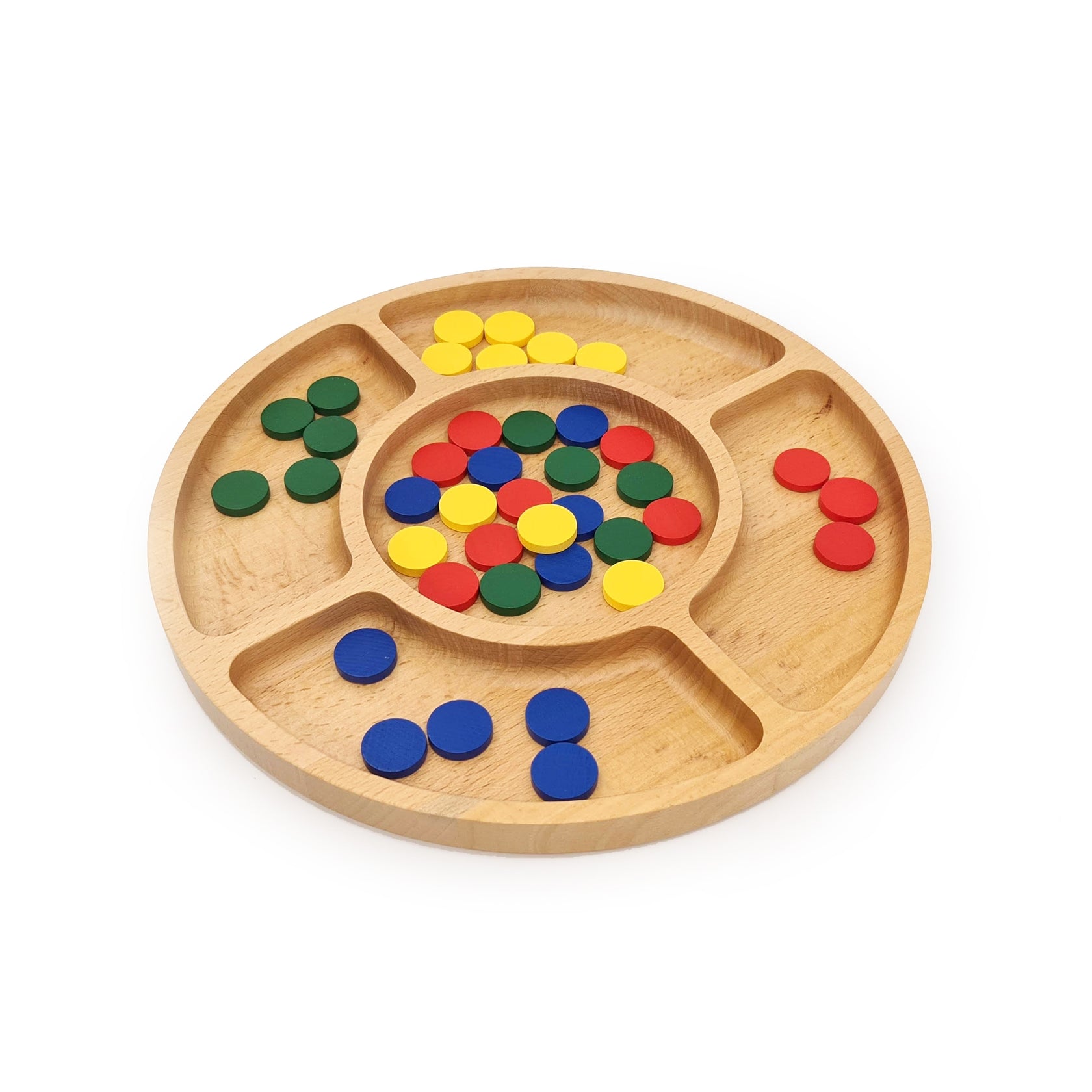 Montessori Round 4 Compartment Sorting Tray with Counters – Absorbent ...